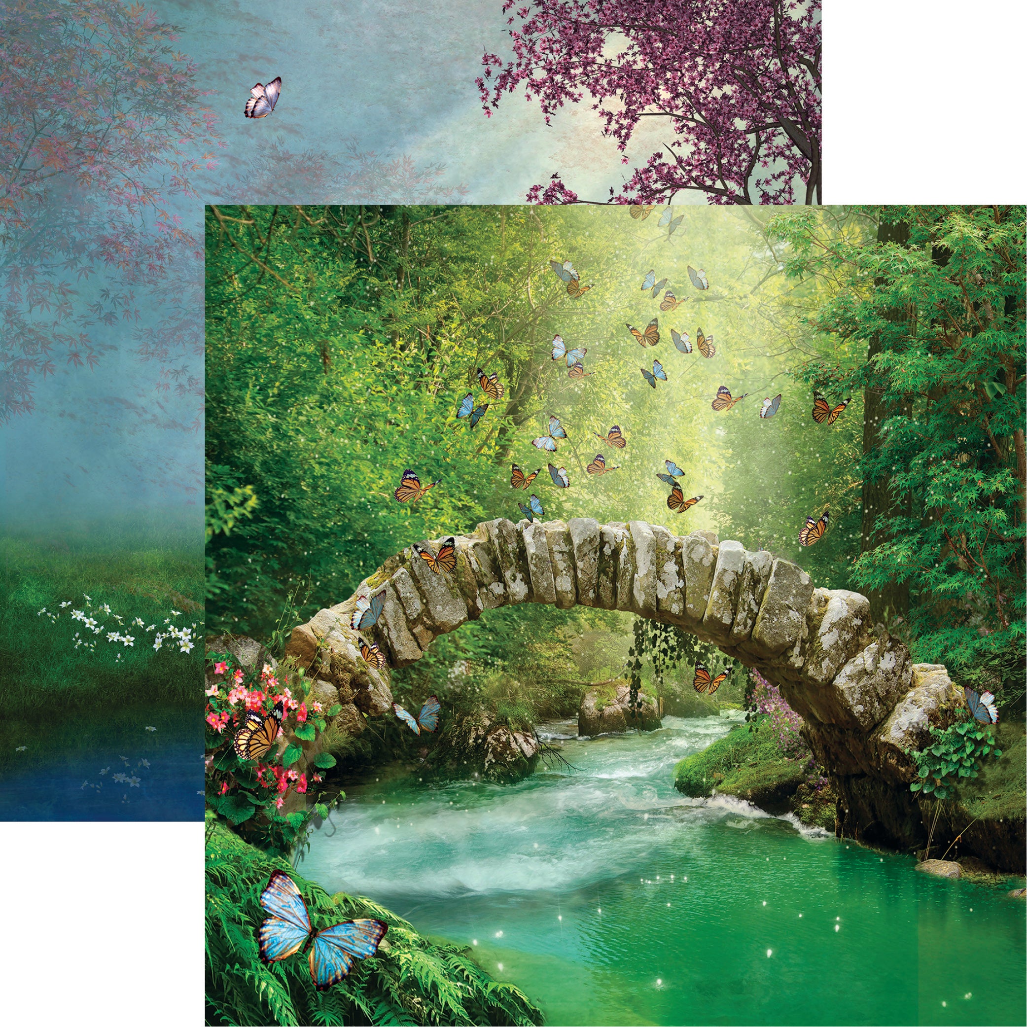Fantasy Bridge - Enchanted Forest - 12X12 Scrapbook Paper – Country ...