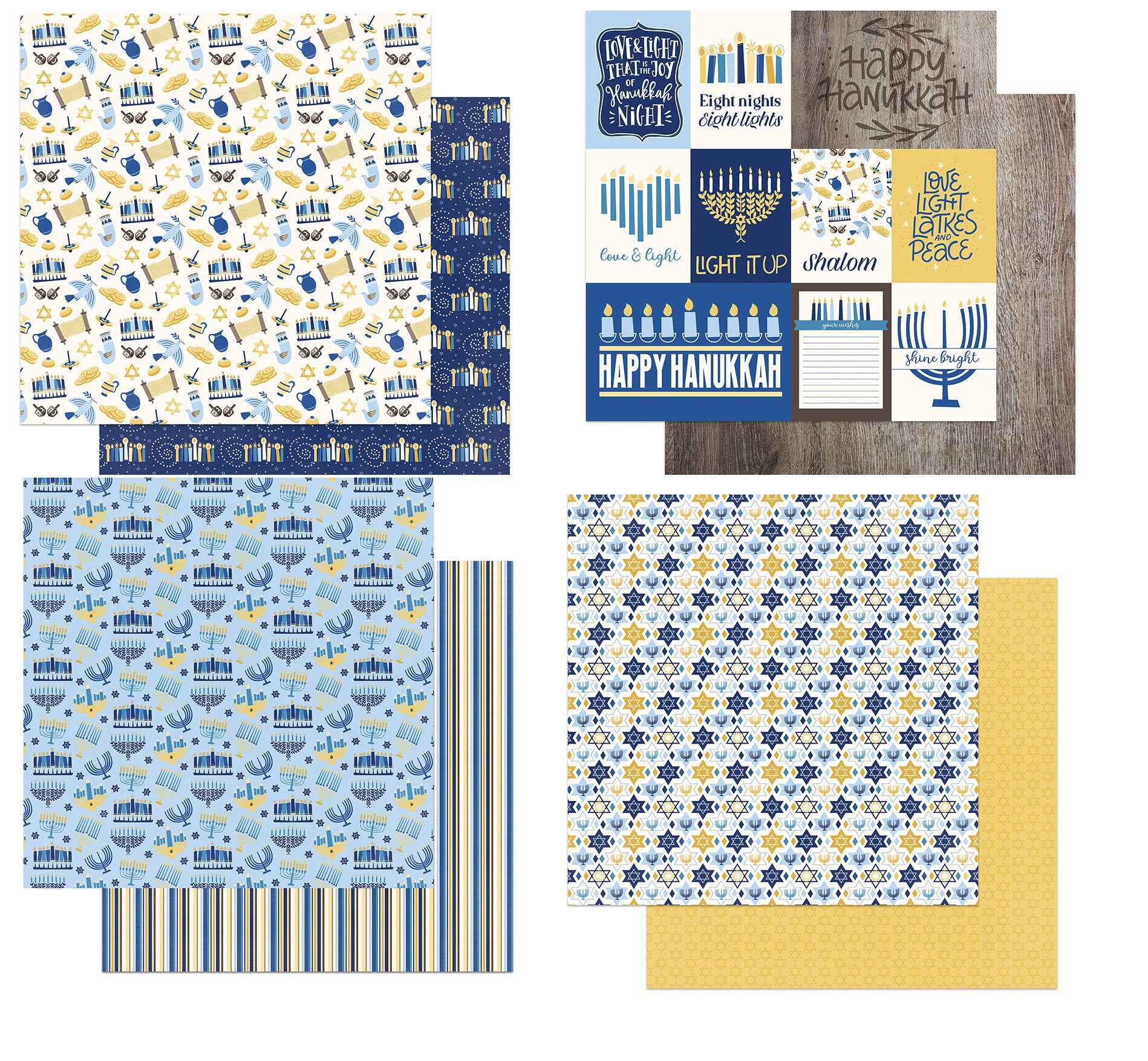 Hanukkah Festival of Lights Scrapbook Paper 12x12 Assortment Set 4 She ...