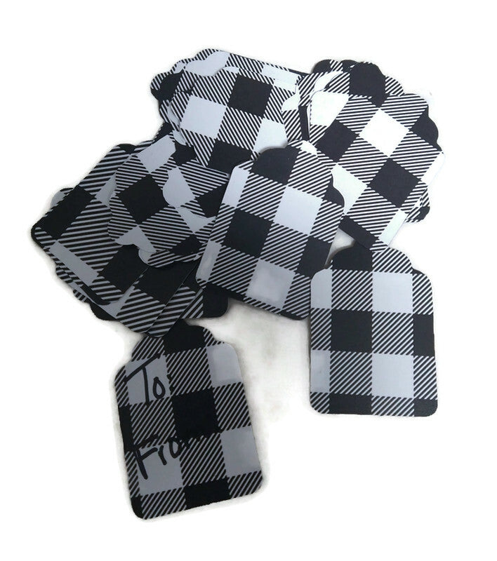 Buffalo Plaid Black/White Scalloped Tags Cards - Small - 20pc – Country ...