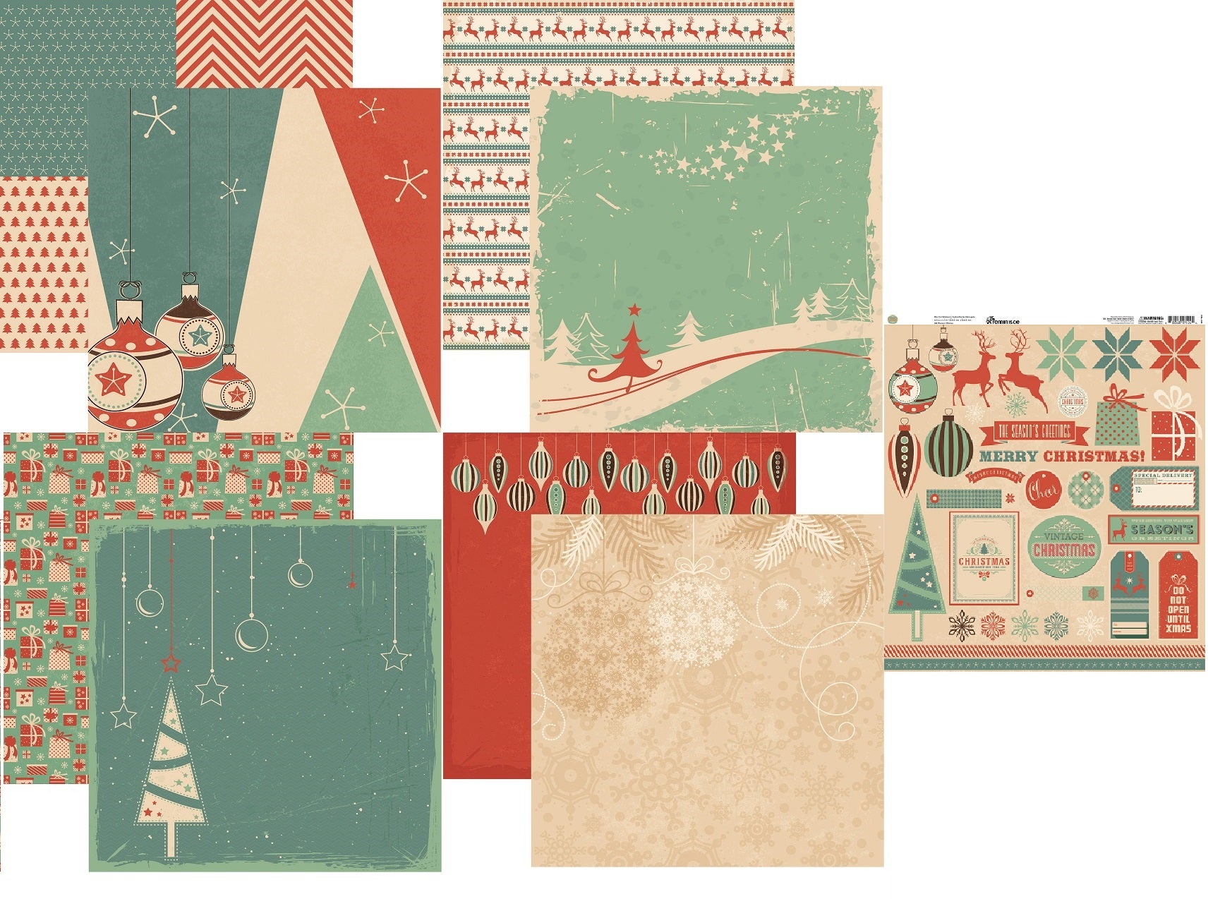 Vintage Christmas Scrapbook Paper Ciao Bella Christmas Vibes 12x12