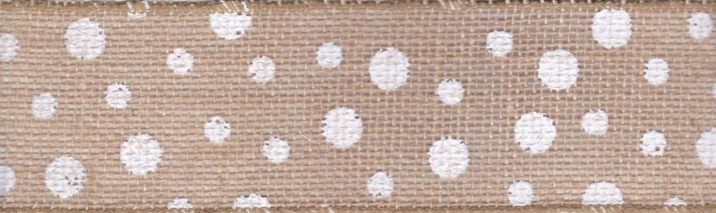 White Polka Dot Burlap Ribbon 2-1/2 Inches x 15ft – Country Croppers
