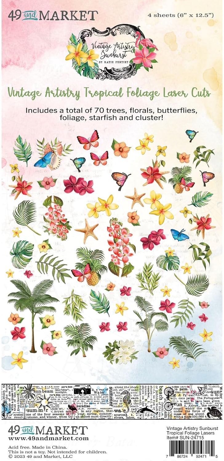 Vintage Artistry Sunburst Tropical Foliage Laser Cut Elements - 49 and ...