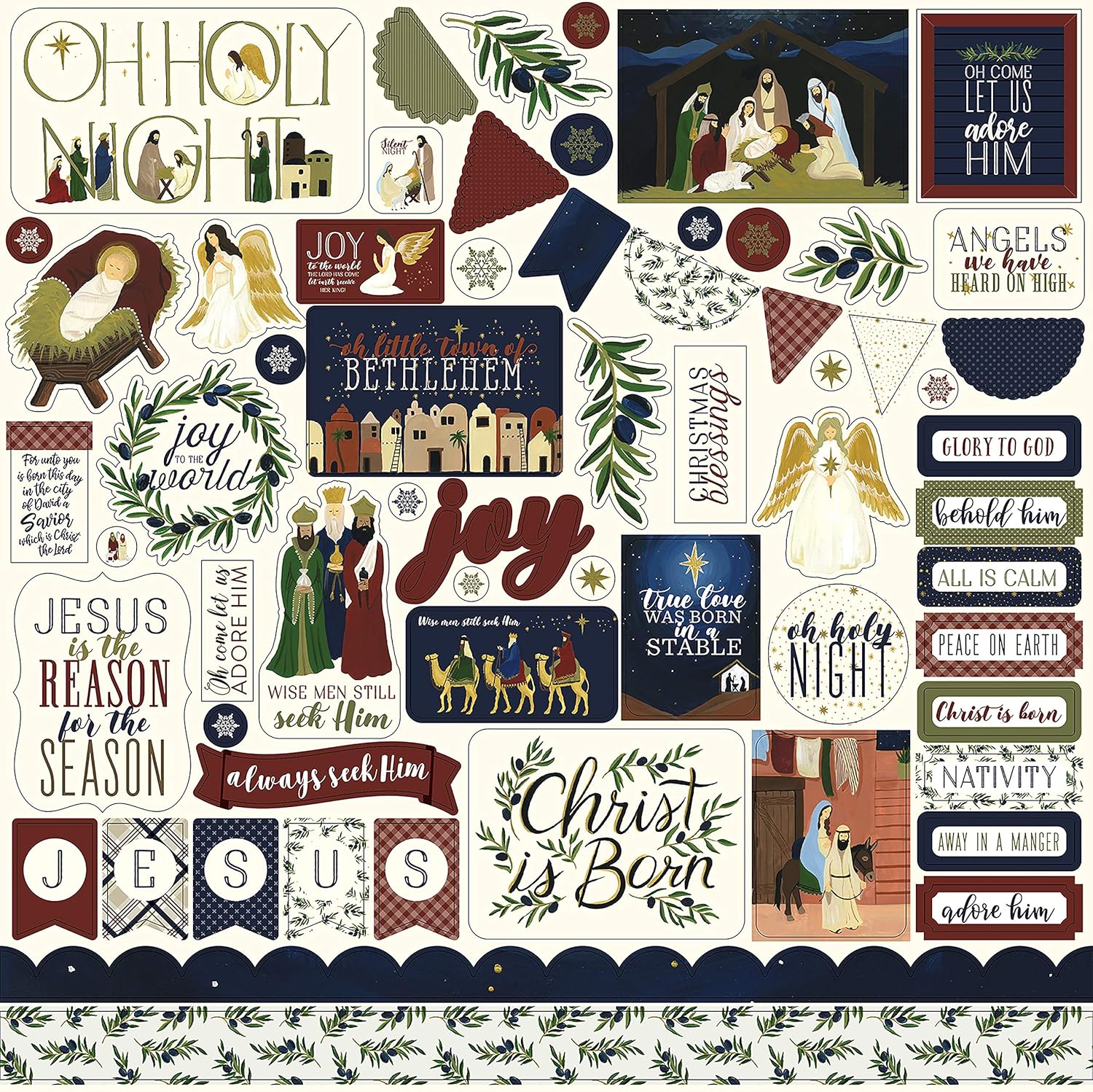 Oh Holy Night Cardstock Sticker, 12" by 12" by Echo Park – Country Croppers