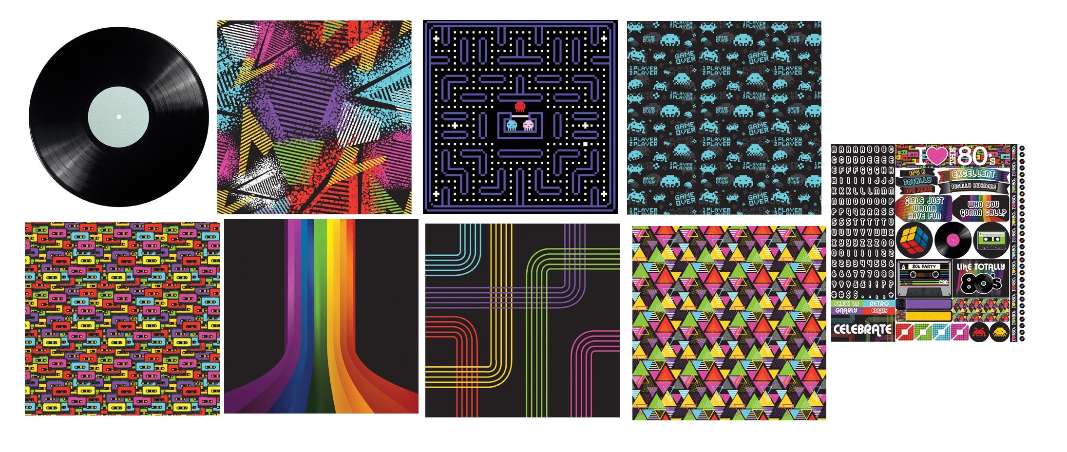 80s Party 12x12 Scrapbook Papers and Stickers Set – Country Croppers