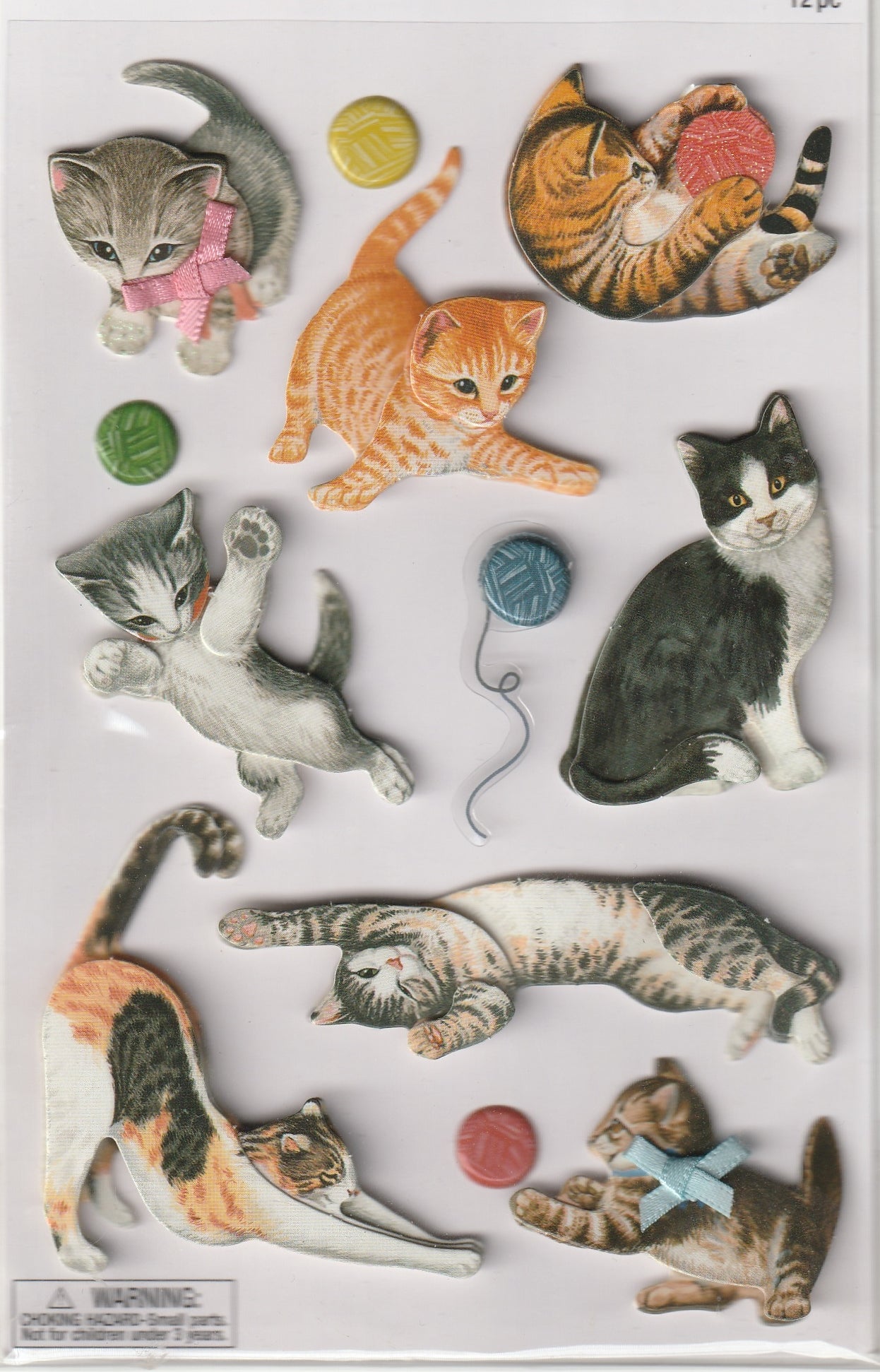 Cats with Yarn 3d Stickers Set - 12 Pieces – Country Croppers