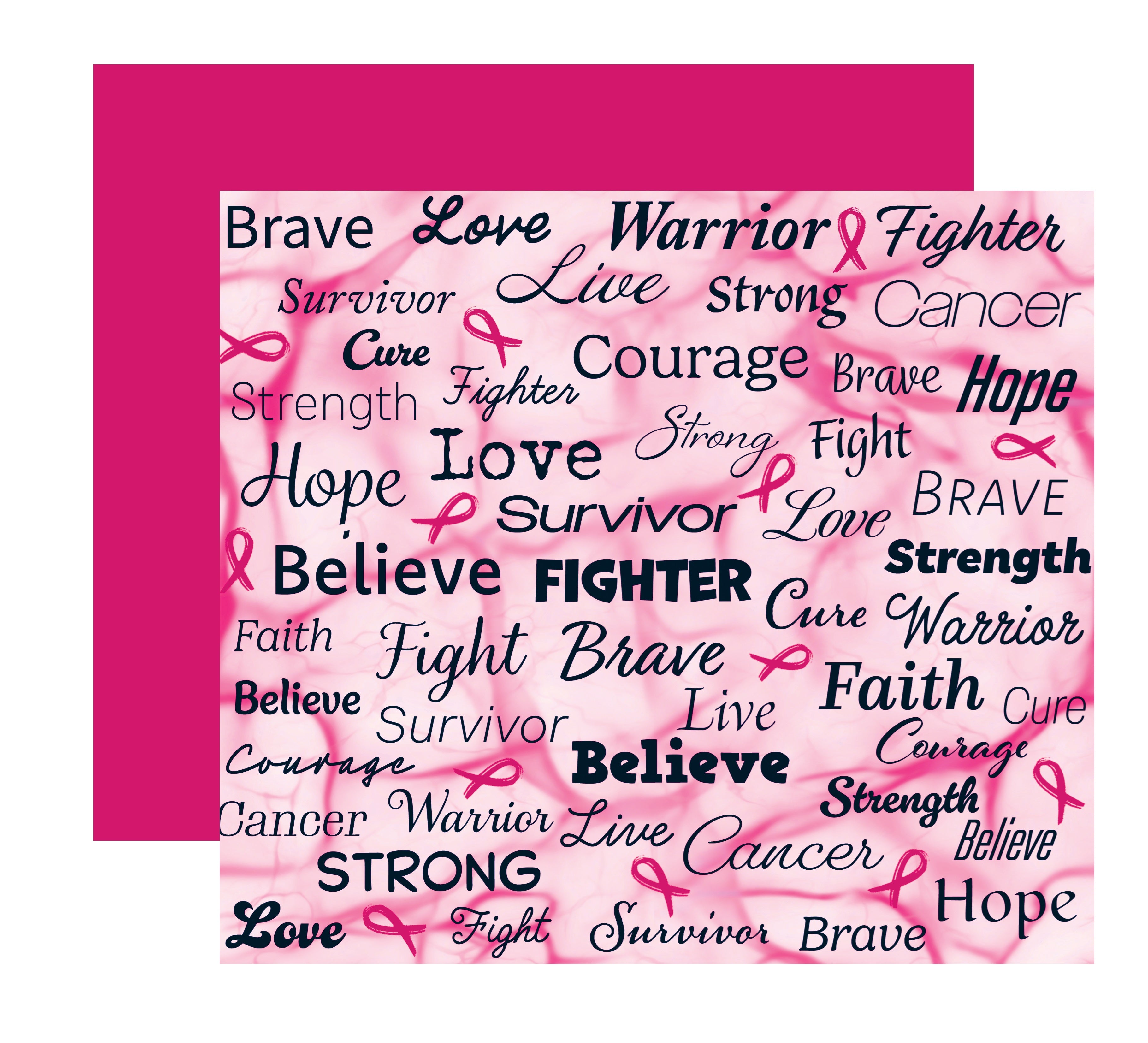 PInk Breast Cancer Words 12X12 Scrapbook Papers – Country Croppers