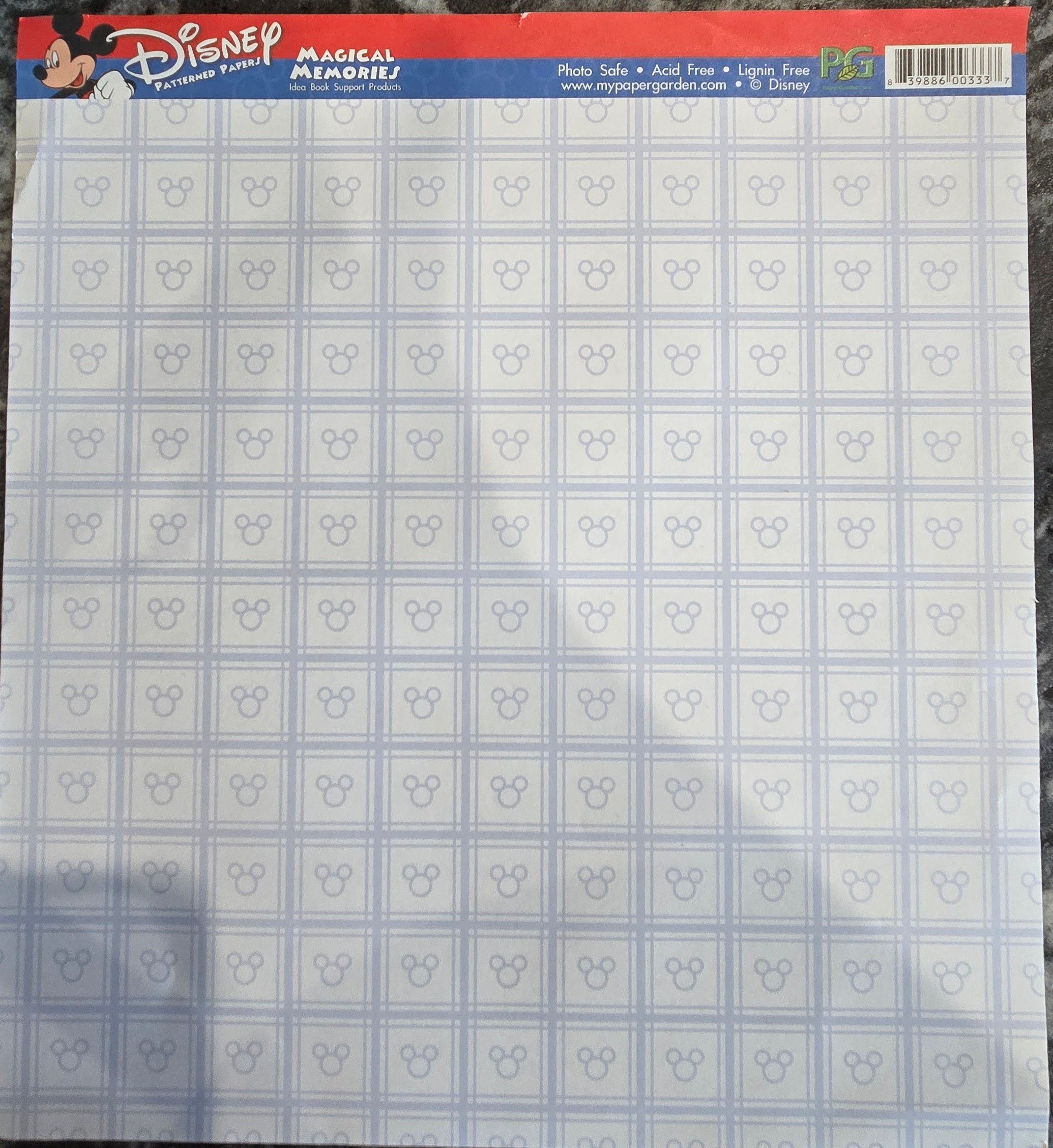 Mickey Mouse Light Blue Pattern Scrapbook Paper by Paper Garden ...