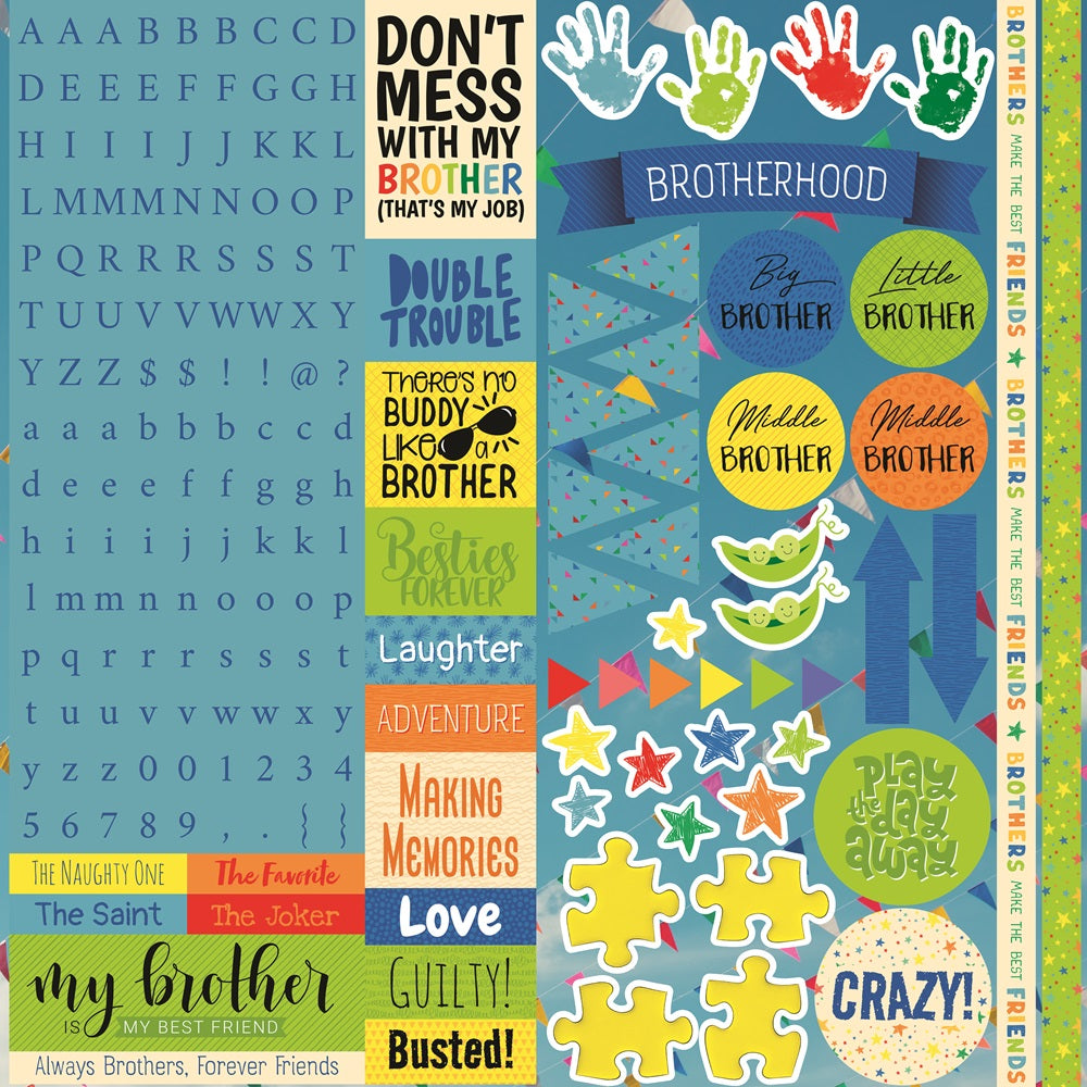 Brothers Scrapbook Stickers Sheet 12x12 – Country Croppers