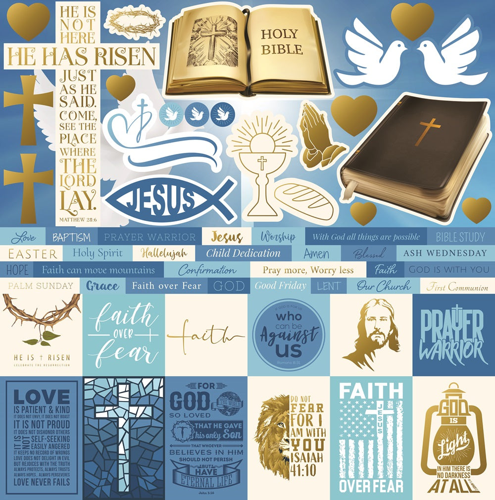 Faith Religious Cardstock Scrapbook Stickers 12x12 Size – Country Croppers