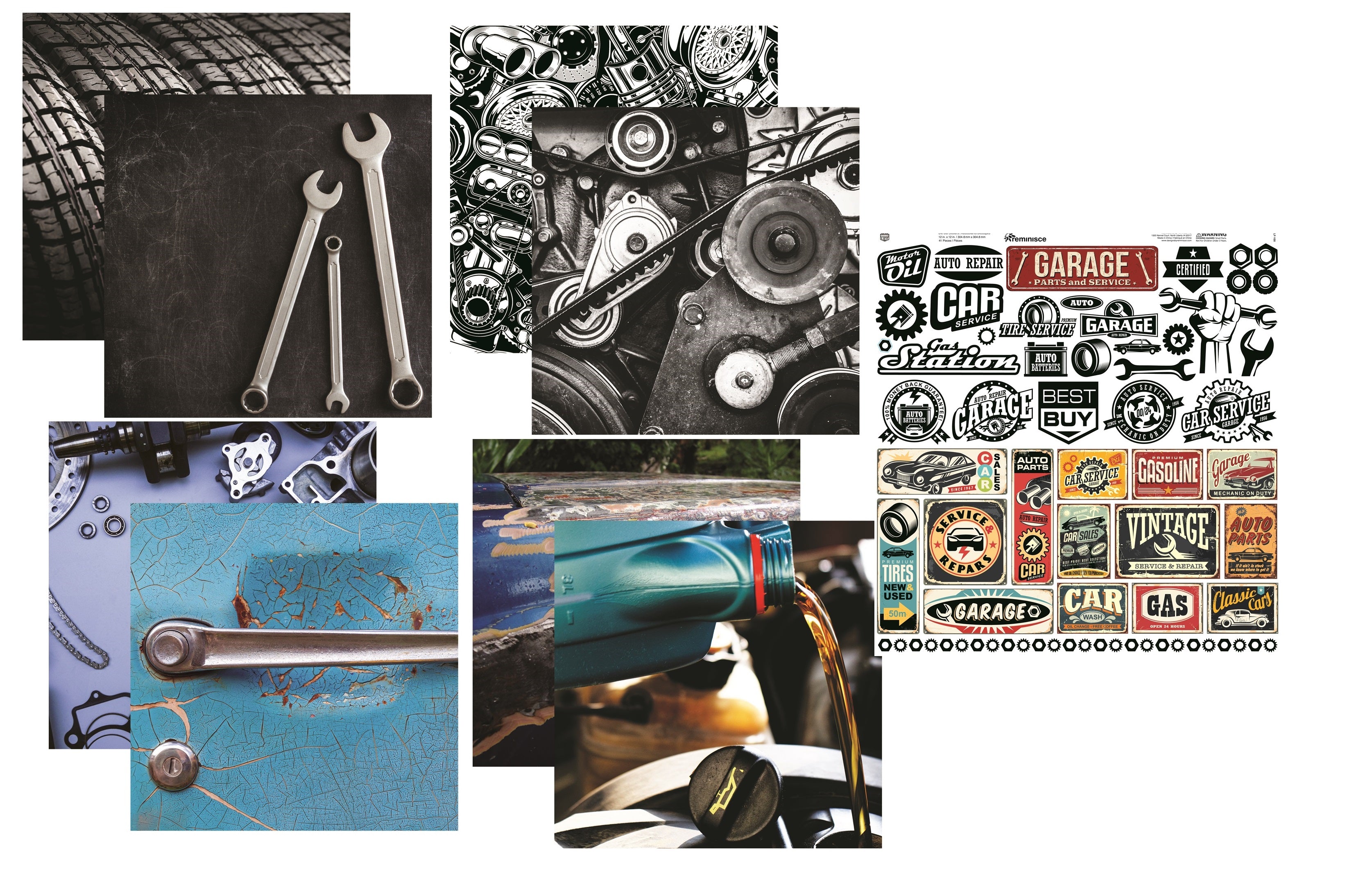 Garage Life - 12x12 Scrapbook Papers & Stickers Set – Country Croppers