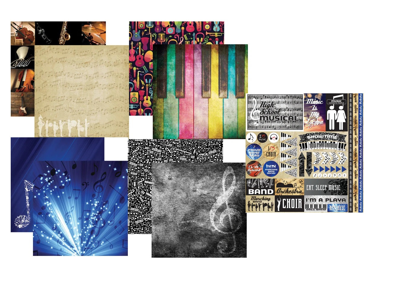 High School Music 12x12 Scrapbook Papers and Stickers Set – Country ...