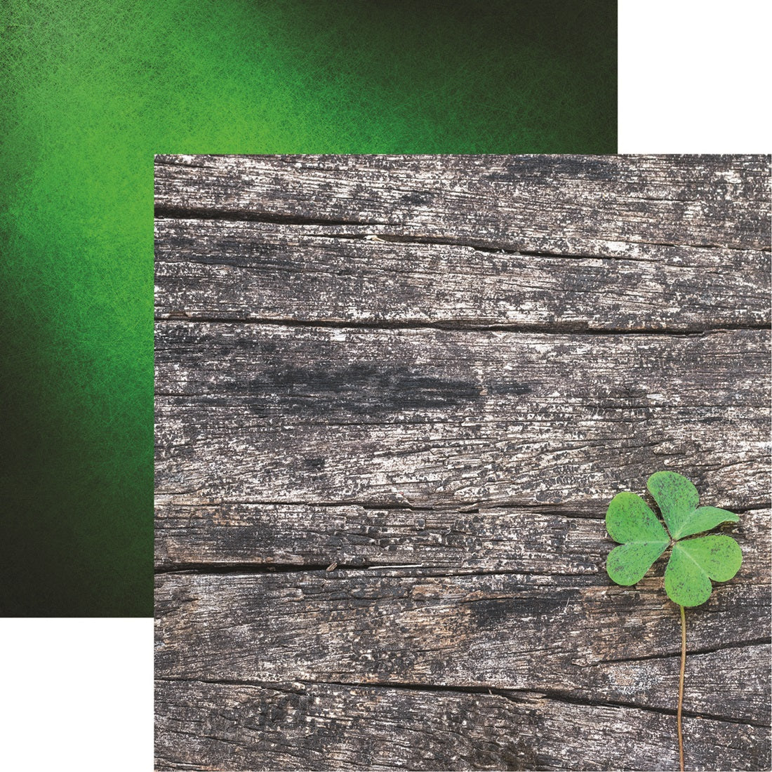 Shamrock on Gray Wood - Irish Kiss Scrapbook Paper 12x12 – Country Croppers