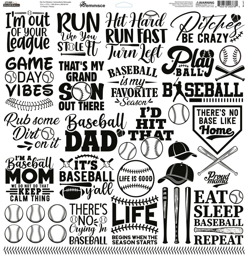 Lets Play Baseball Sticker Sheet 12x12 – Country Croppers