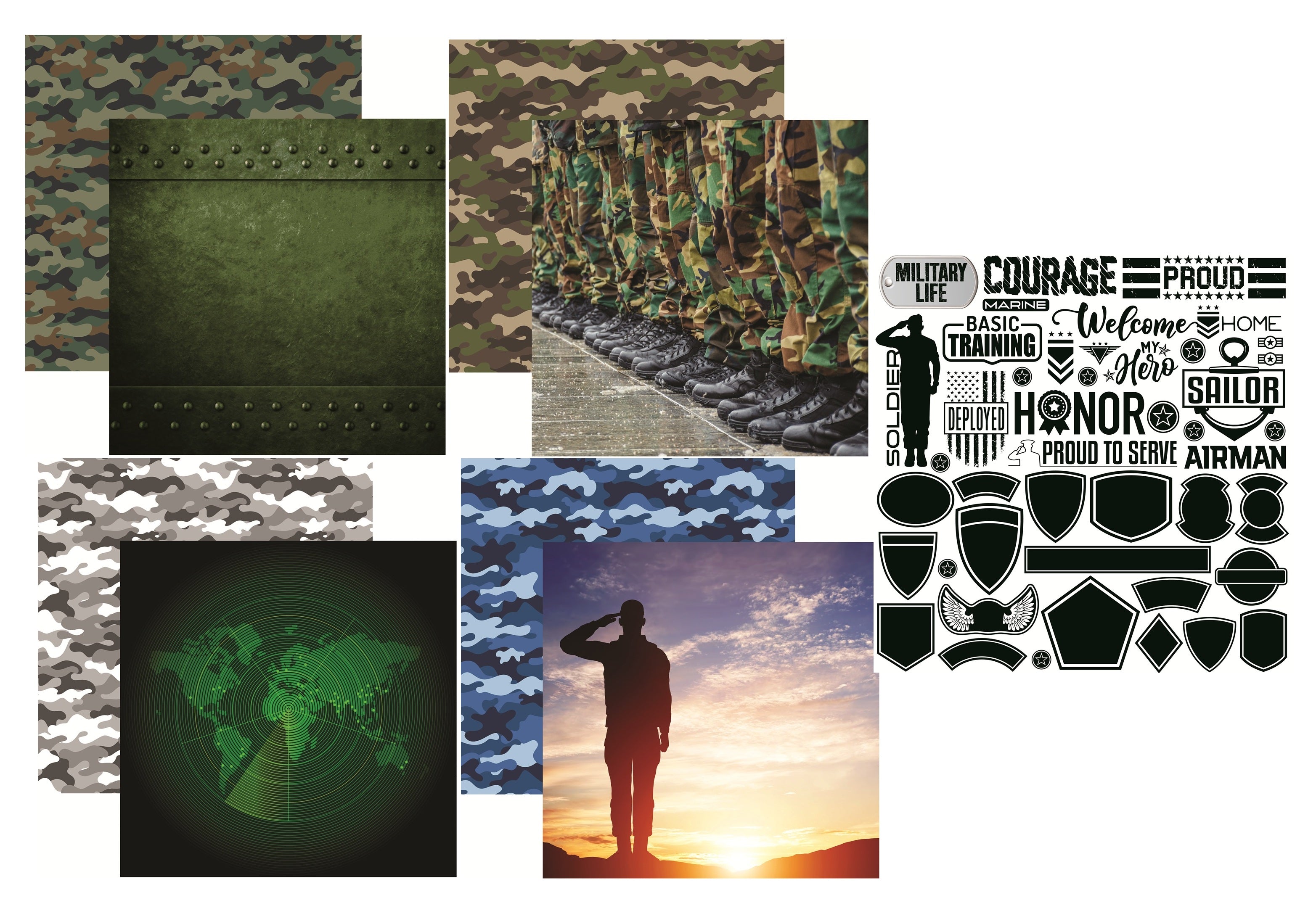 Military Life 12x12 Scrapbooking Papers and Stickers Set – Country Croppers