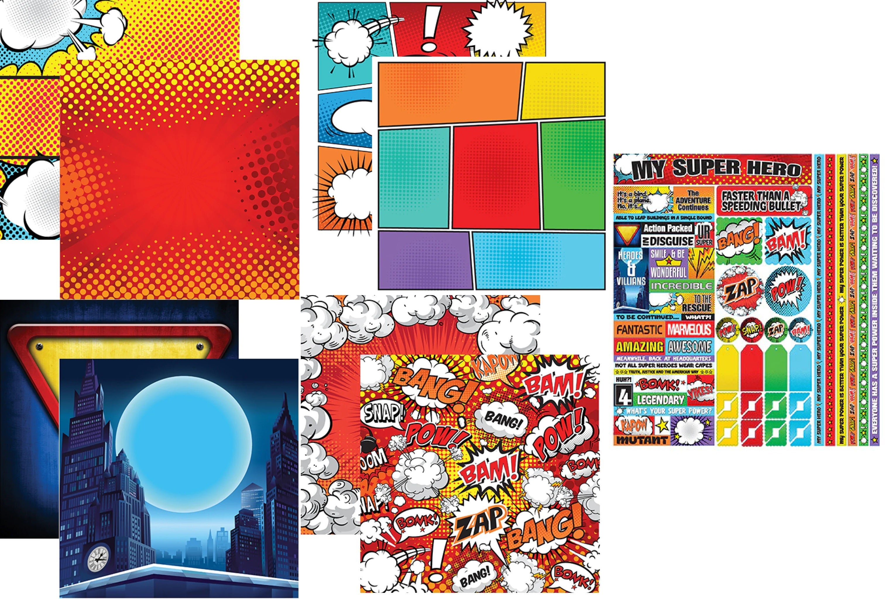 My Super Hero Scrapbook Papers & Stickers Set – Country Croppers