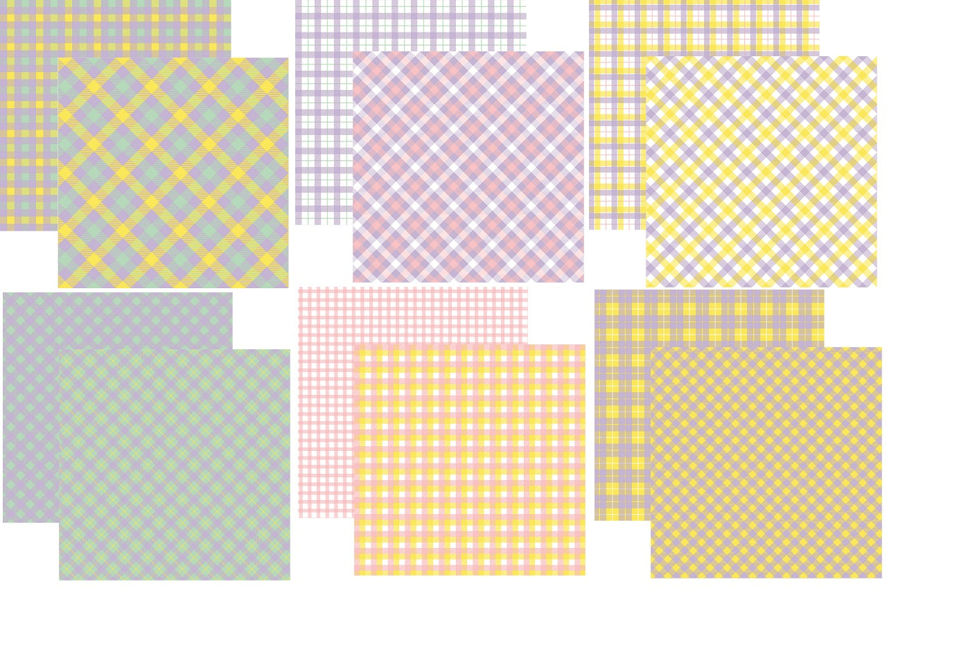 Pastel Plaids - 12x12 Scrapbook Paper Assortment Set - 6 Sheets ...