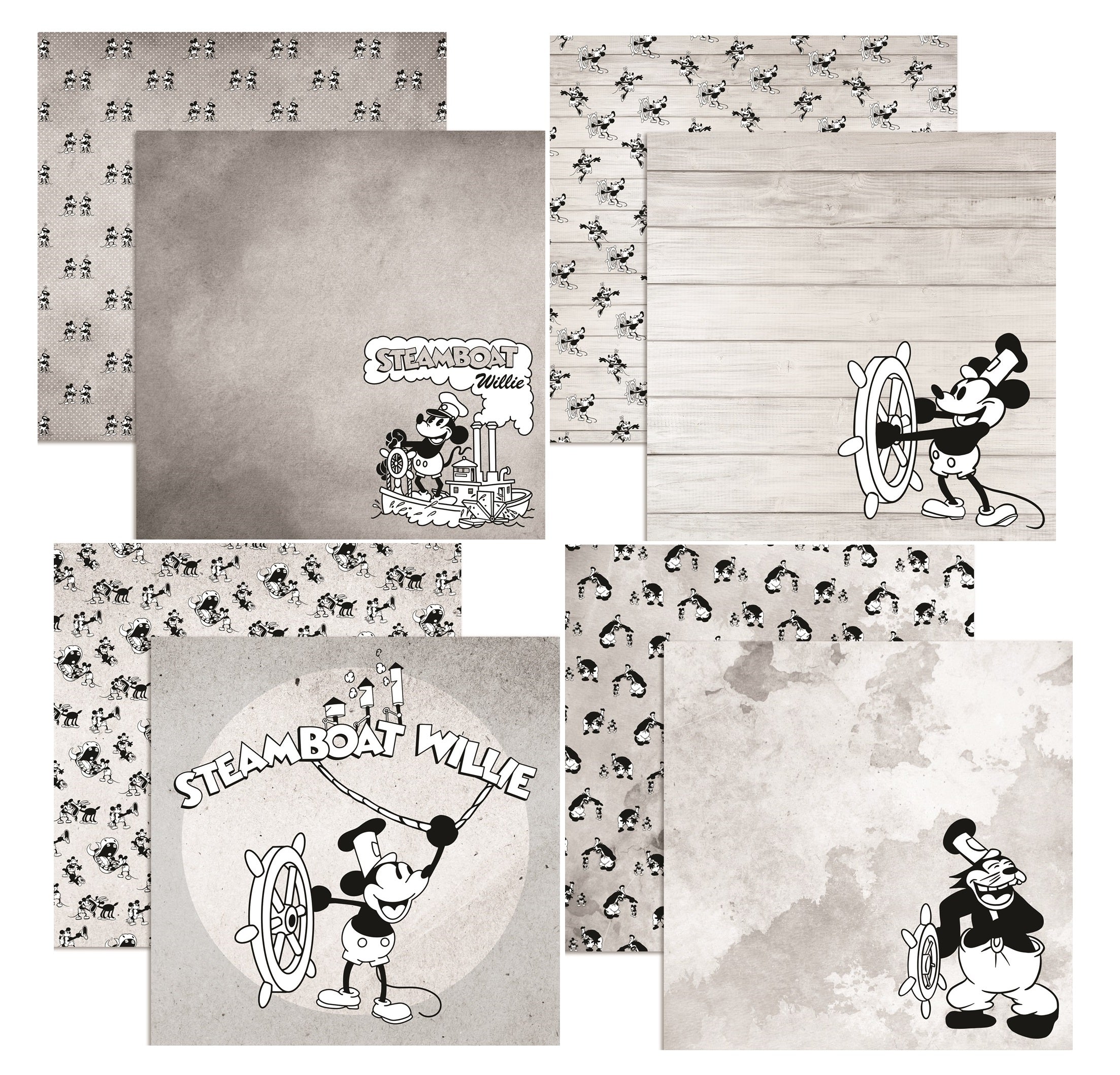 Steamboat Willie 12x12 Scrapbook Paper Assortment Set - 4 Sheets ...