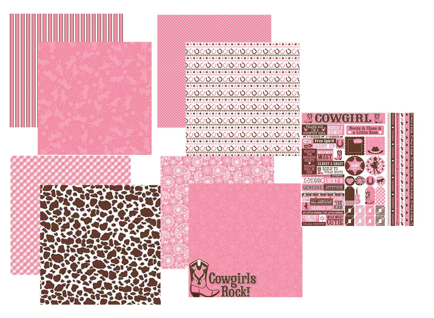 Cowgirls 12x12 Scrapbooking Paper & Stickers Set – Country Croppers