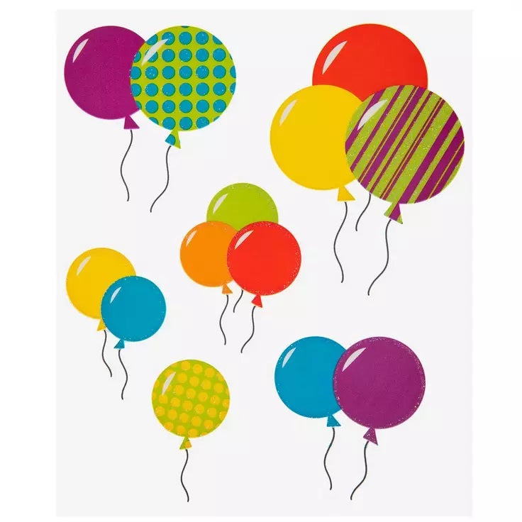 Glitter Patterned Balloons Birthday Stickers - 2 Sheets – Country Croppers