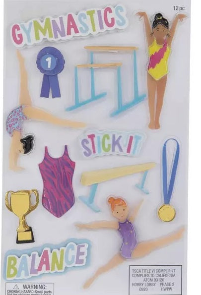 Gymnastics 3d Scrapbook Stickers Set - 12 Pieces – Country Croppers