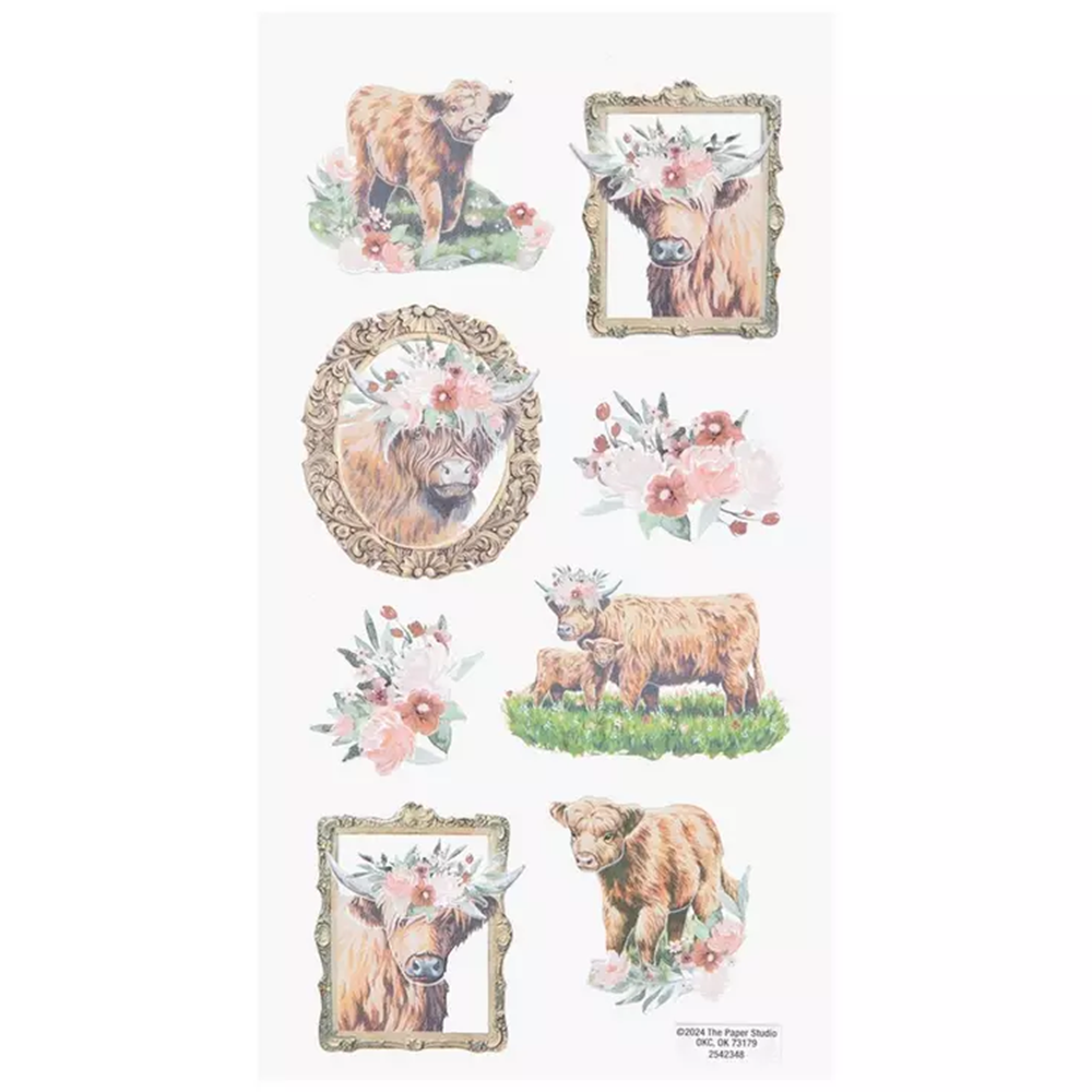 Highland Cow Epoxy Stickers - 8 Pieces – Country Croppers