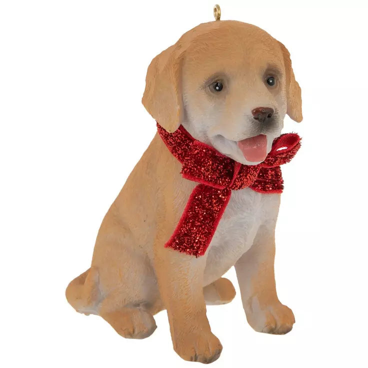 Labrador Retriever Puppy Christmas Ornament with Red Bow – Country Croppers