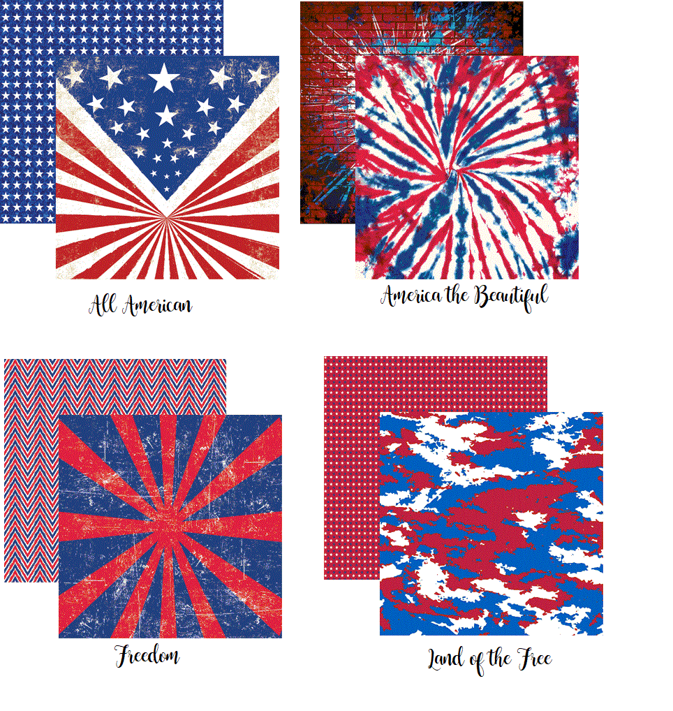 All American - 12x12 Scrapbook Papers Set - 4 Sheets – Country Croppers
