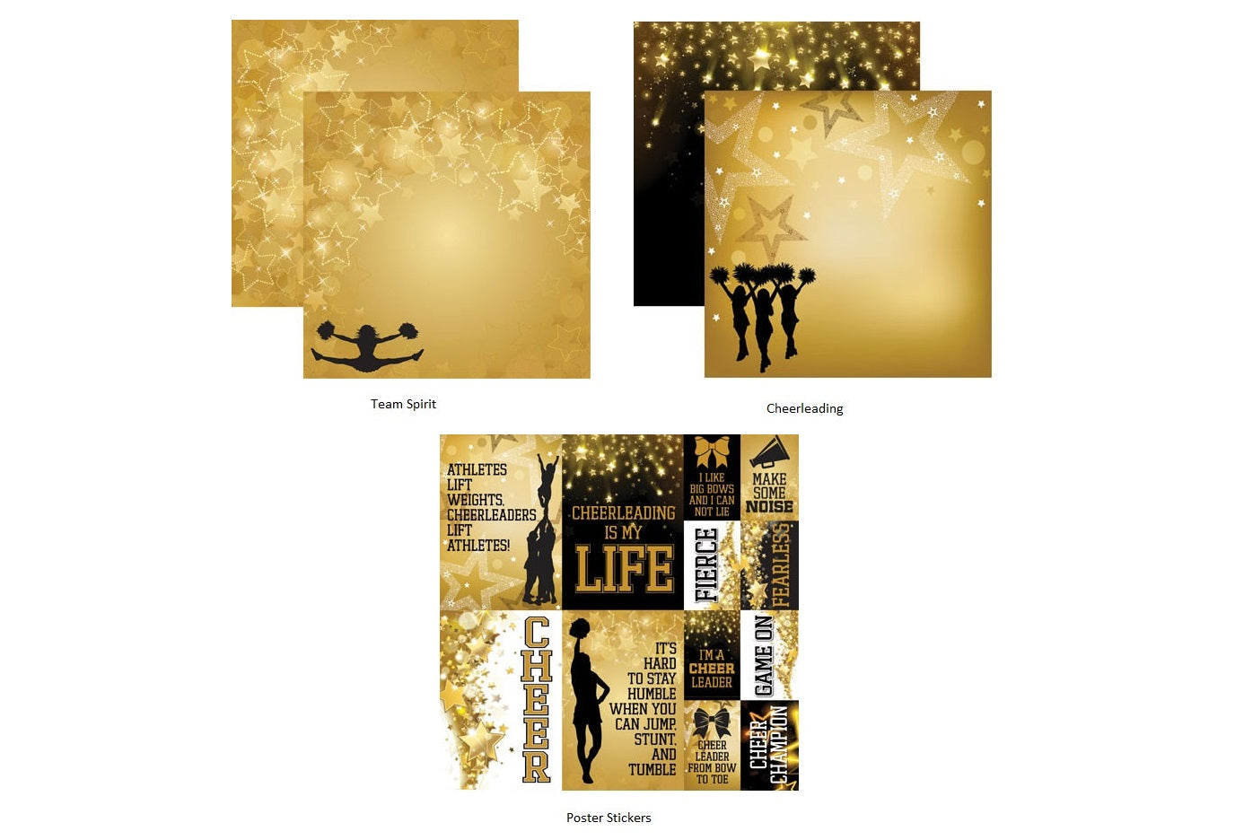 Cheerleading Cheer 12x12 Scrapbook Paper & Stickers Set – Country Croppers