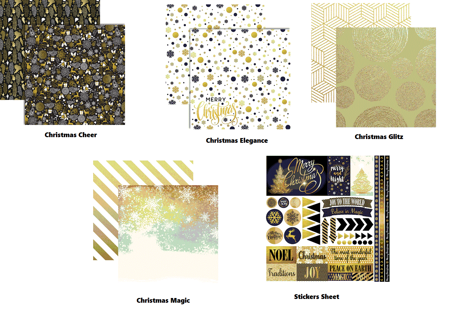 Gold Elegant Christmas - Scrapbook Papers & Stickers Set – Country Croppers