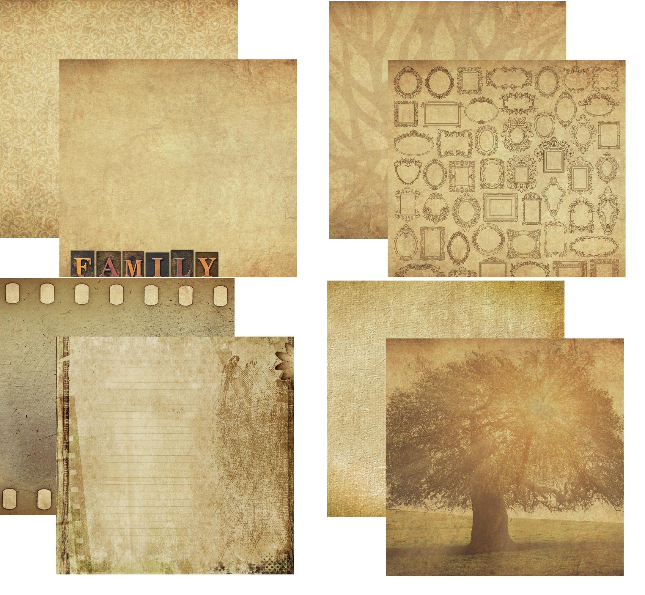 Family 12x12 Scrapbooking Papers Set of 4 Sheets – Country Croppers