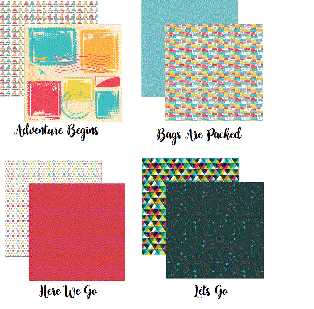Family Vacation 12x12 Scrapbook Paper Set of 4 Sheets – Country Croppers