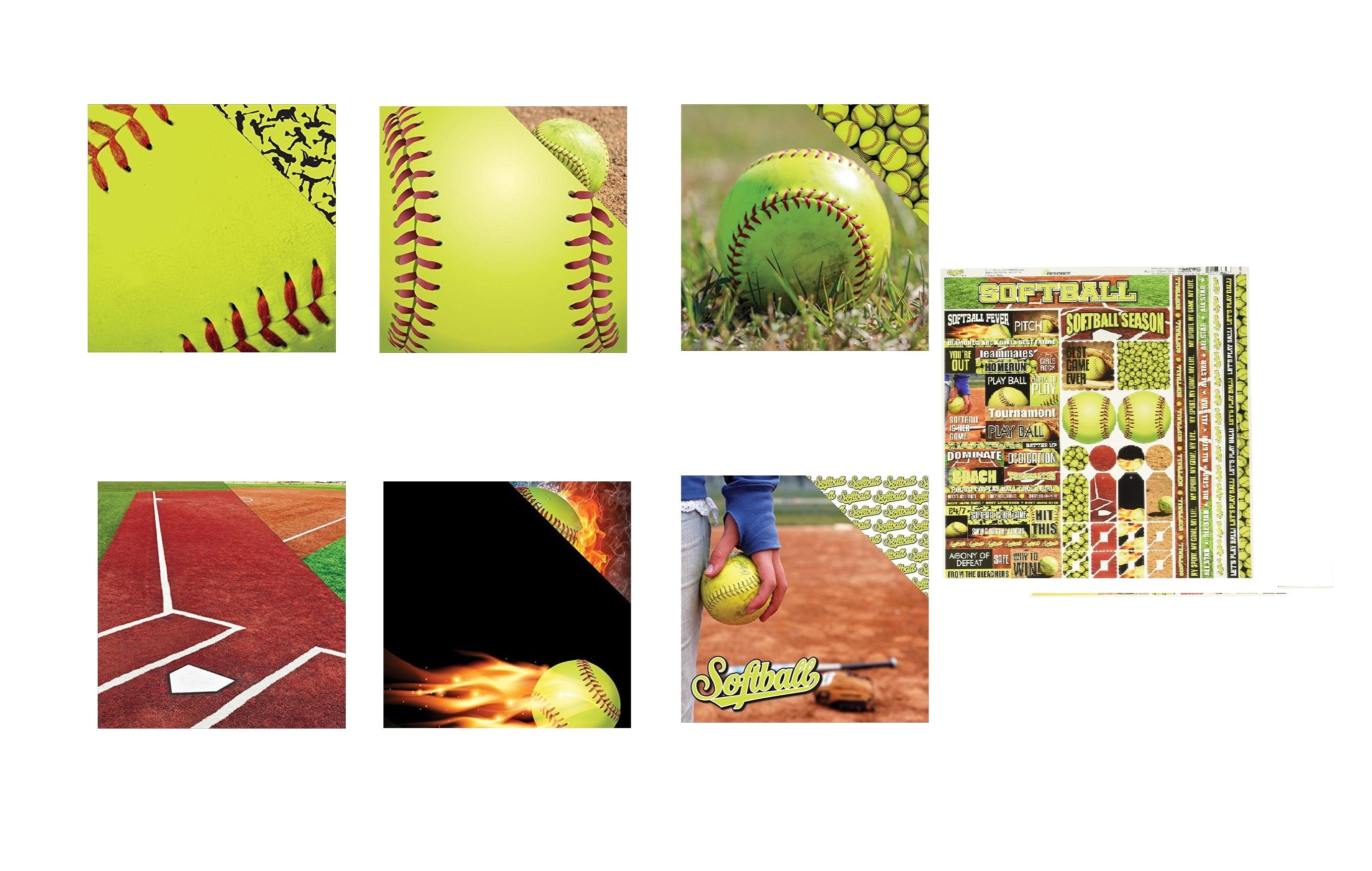 The Softball Collection Scrapbook Papers & Stickers Set – Country Croppers
