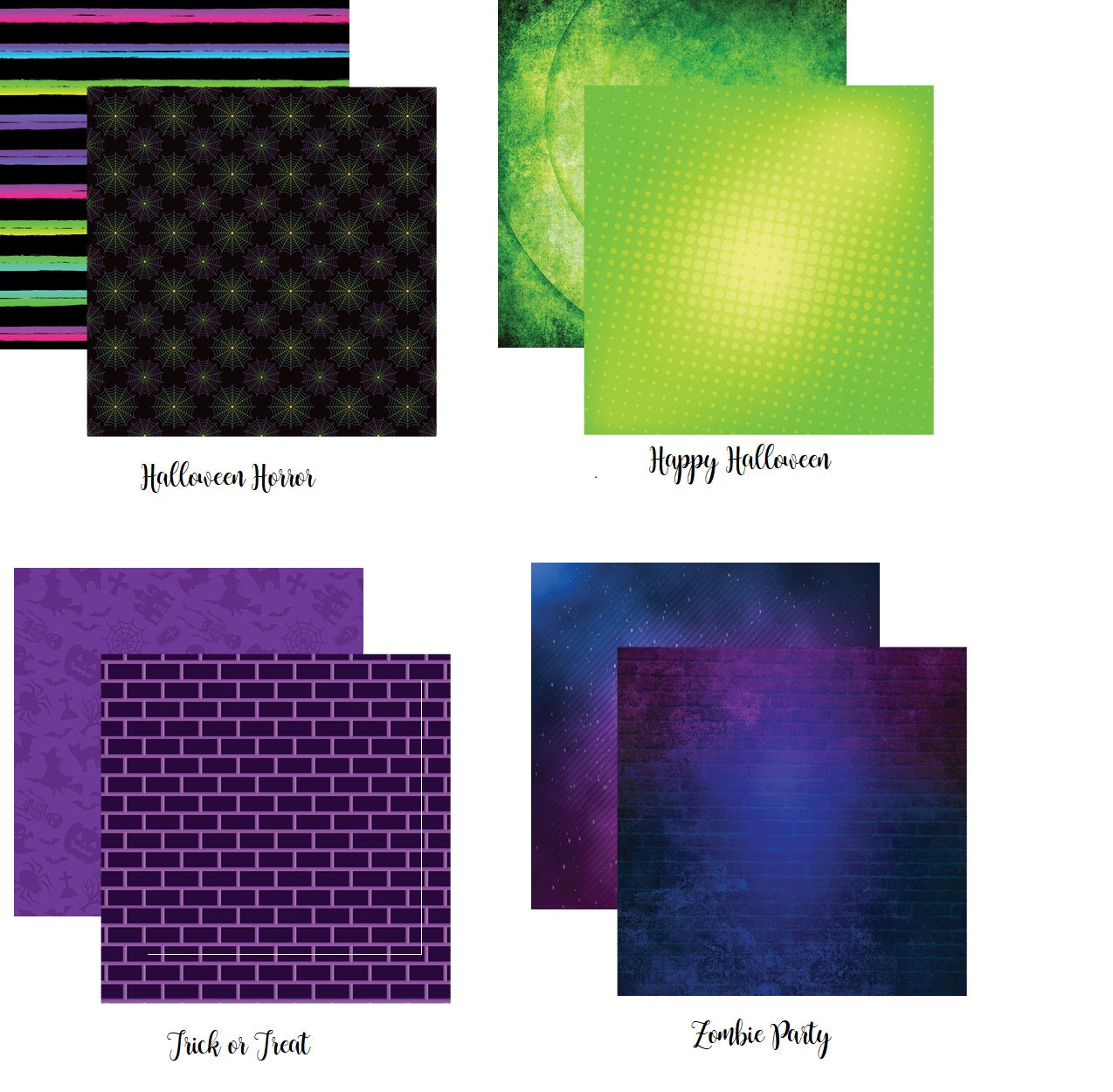 Zombie Party - 12x12 Halloween Scrapbook Papers Set - 4 Sheets ...