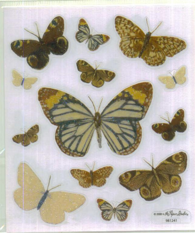 Brown Butterflies Stickers with Glitter - 2 Sheets – Country Croppers