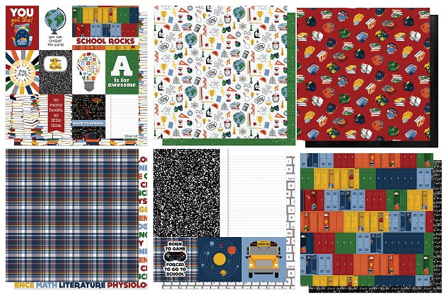 Brainiacs School 12x12 Scrapbook Paper Assortment Set- 6 Sheets ...