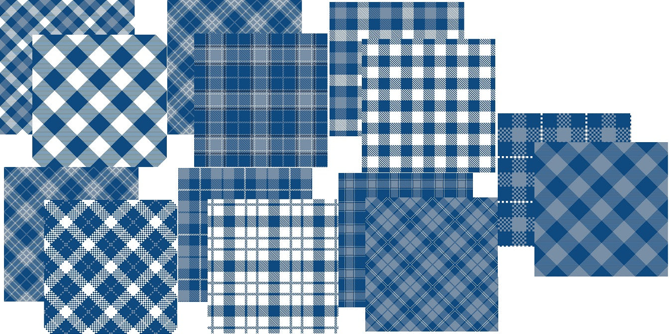 Classic Blue Tartain Plaid Double Sided Paper Cardstock 12x12 Assortme ...