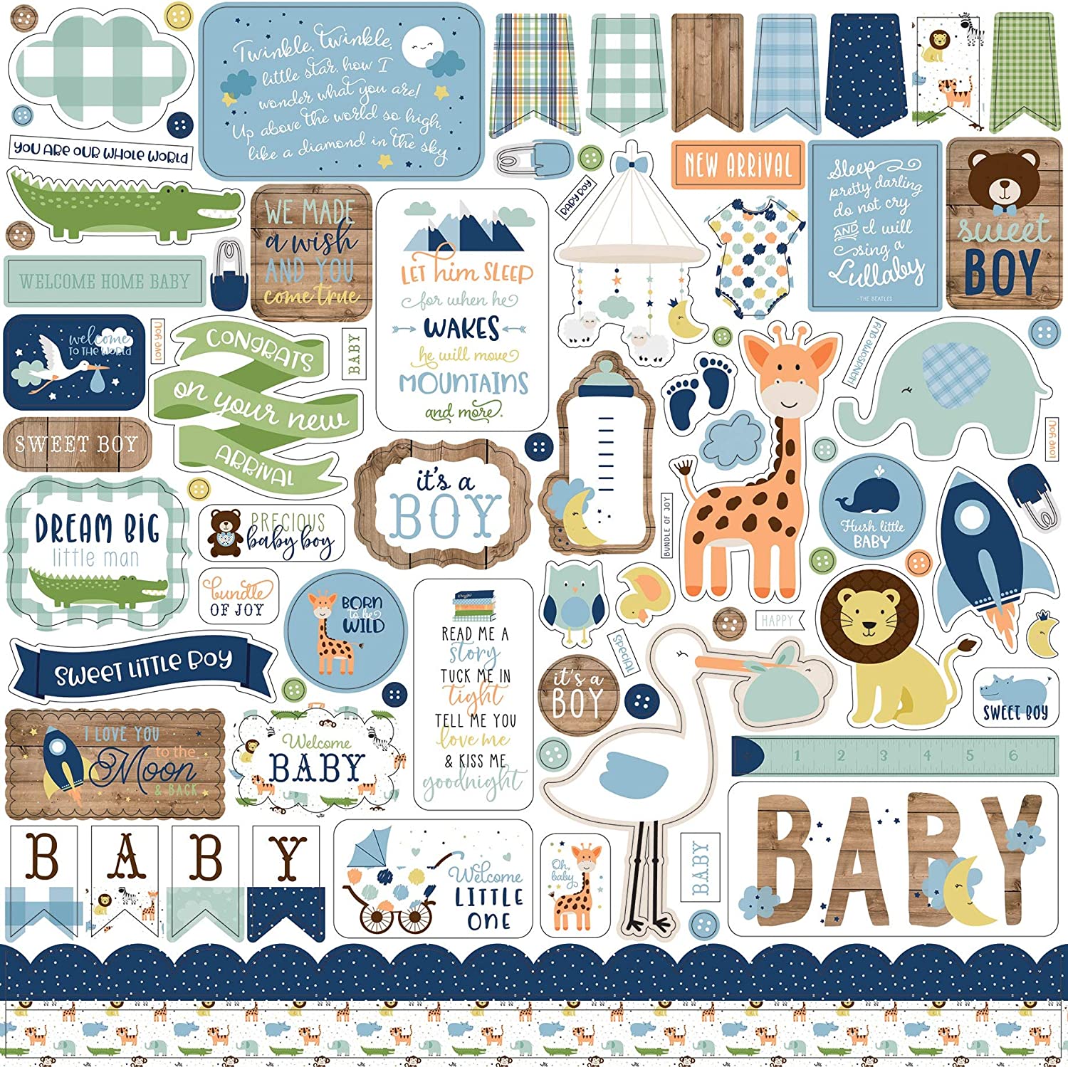 Baby Boy Sticker Sheet 12x12 by Echo Park – Country Croppers