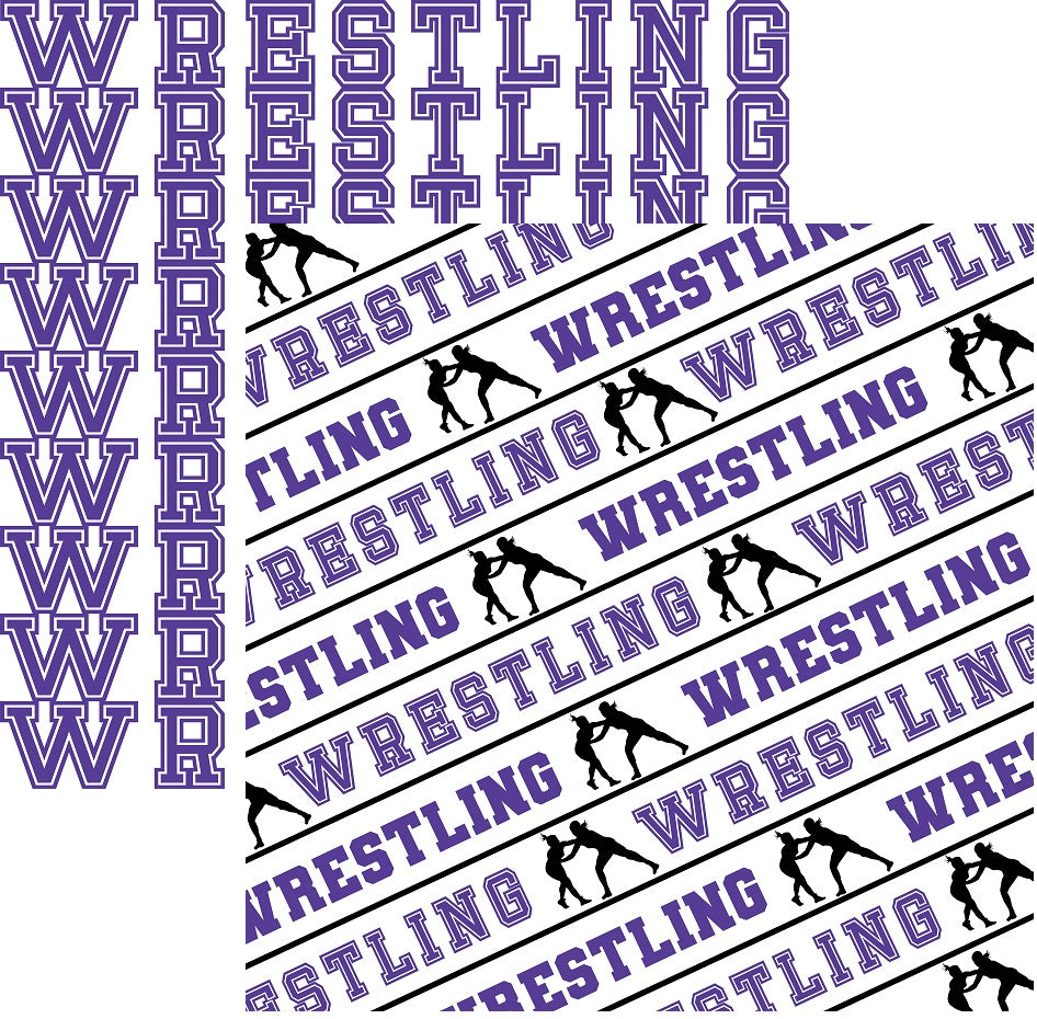 Purple Style #5 Girls Wrestling 12x12 Scrapbook Paper – Country Croppers