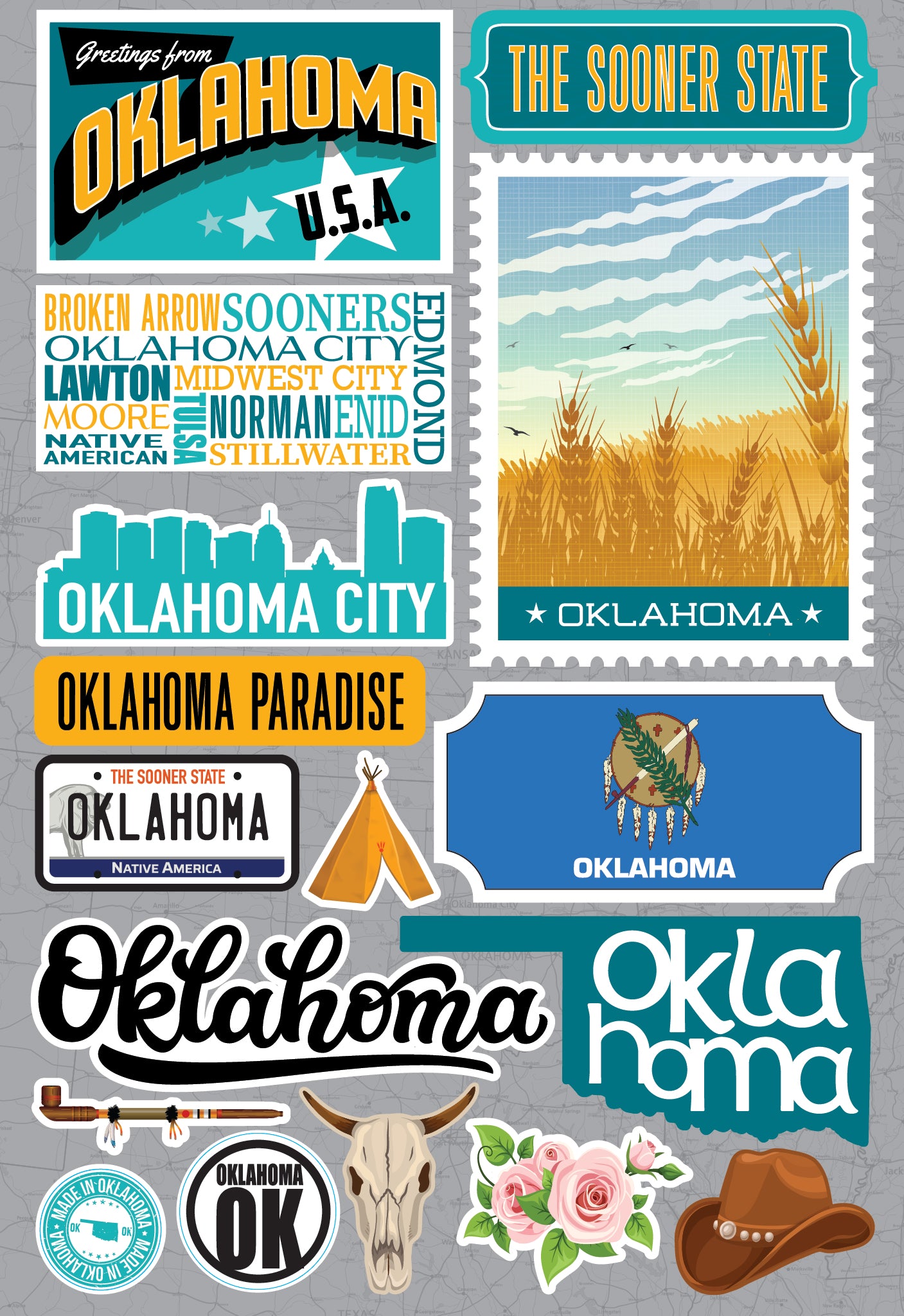 Oklahoma 3d State Stickers - Jet Setters 3.0 – Country Croppers