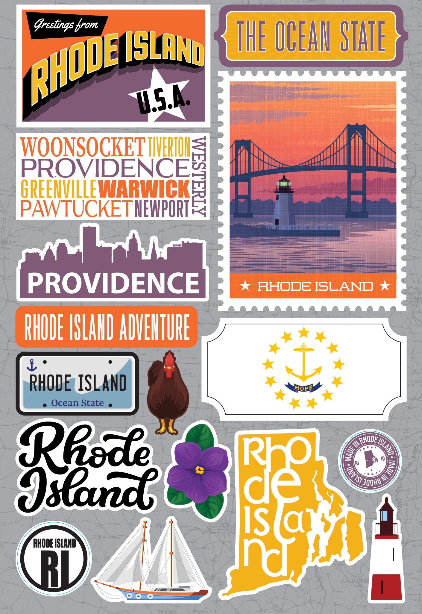 Rhode Island 3d State Stickers - Jet Setters 3.0 – Country Croppers