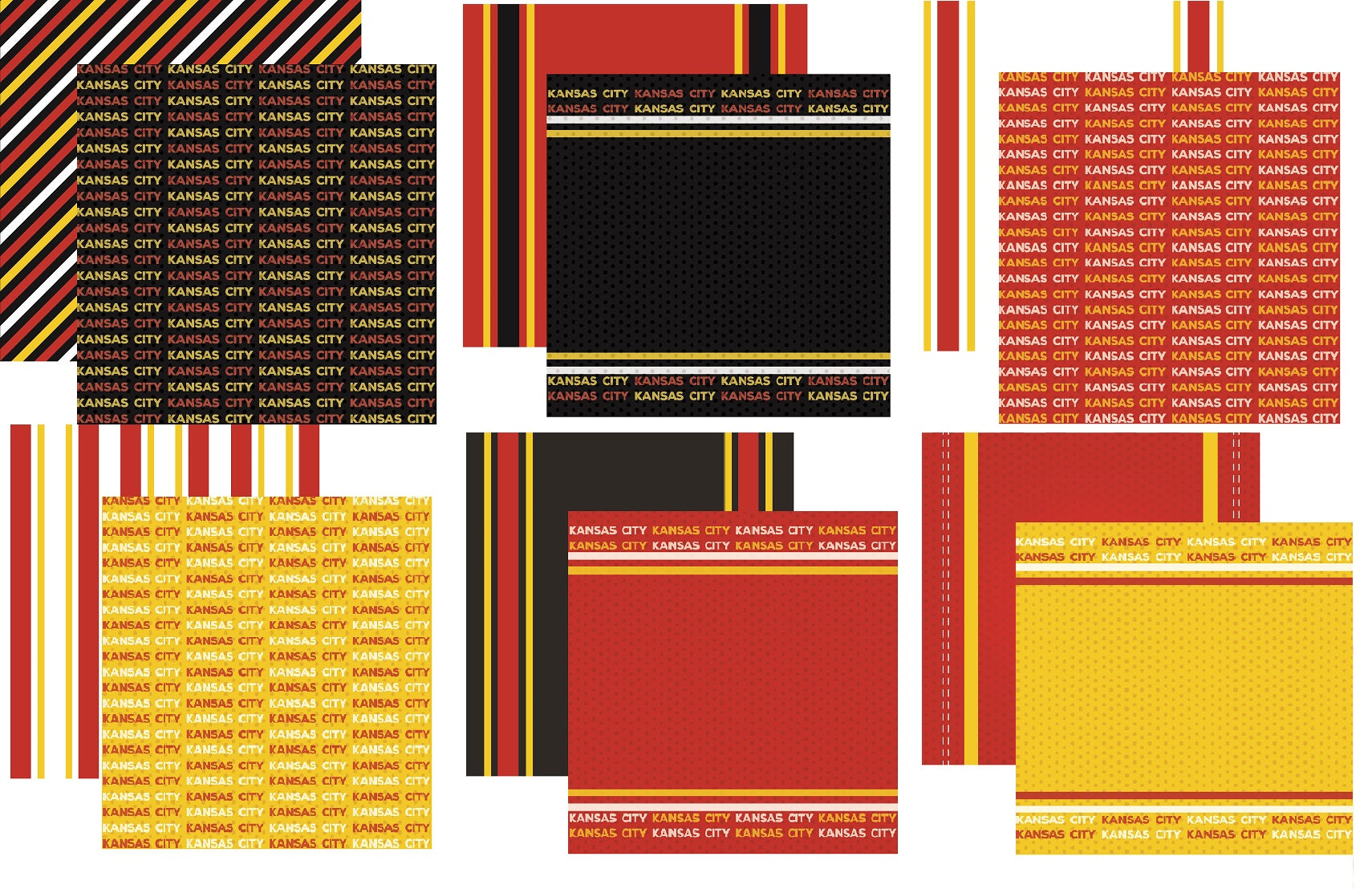 Kansas City Black Yellow Red Double Sided 12x12 Papers Assortment Set ...