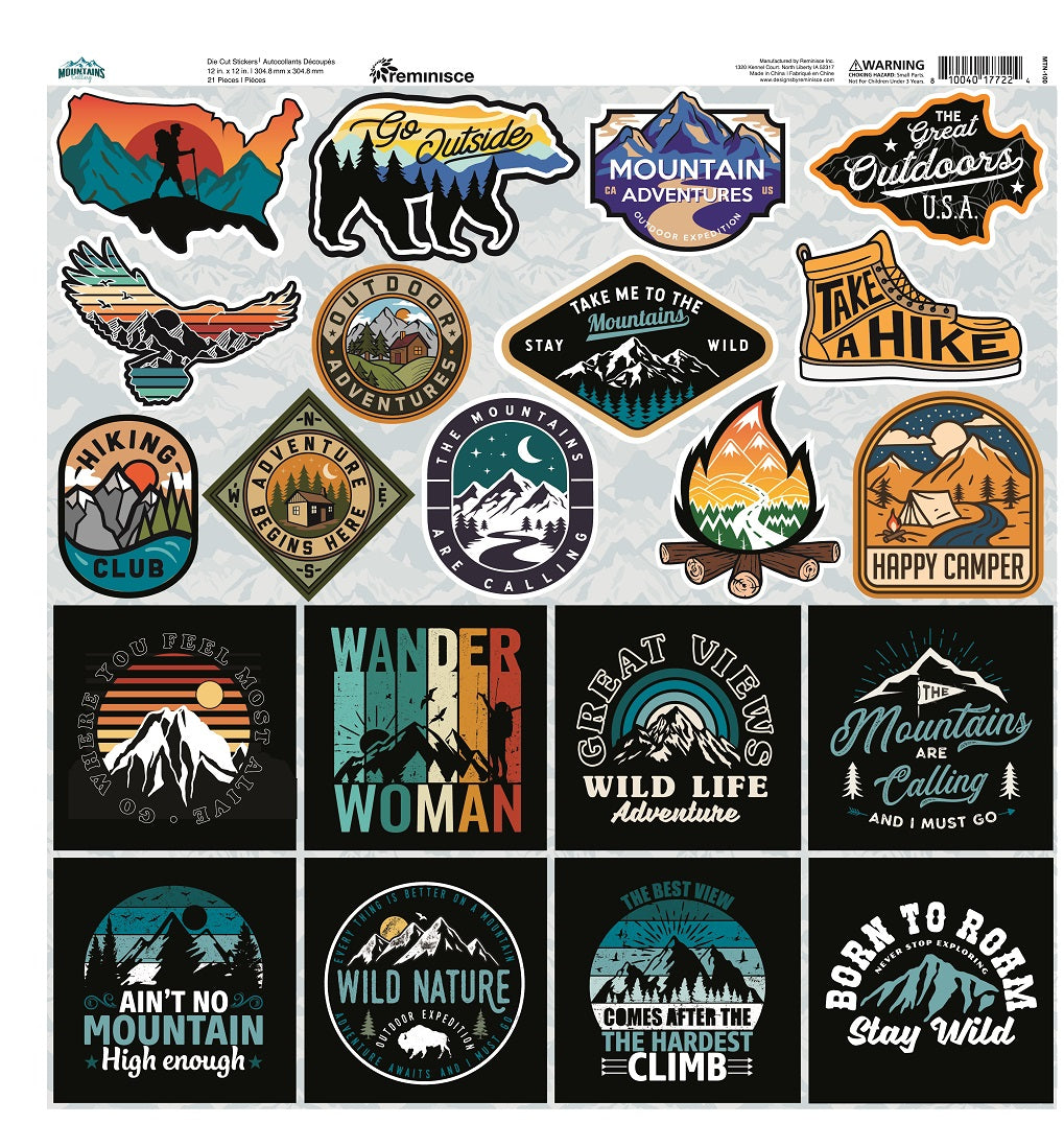 Mountains Calling Travel 12x12 Cardstock Stickers Set – Country Croppers
