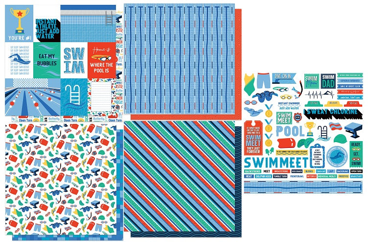 MVP Swimming - 12x12 Scrapbook Papers and Stickers Set – Country Croppers