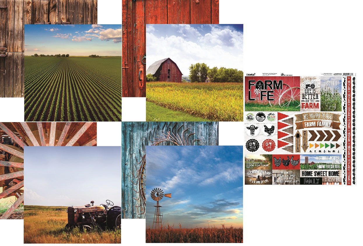 Farm Life 12x12 Scrapbook Papers and Stickers Set – Country Croppers