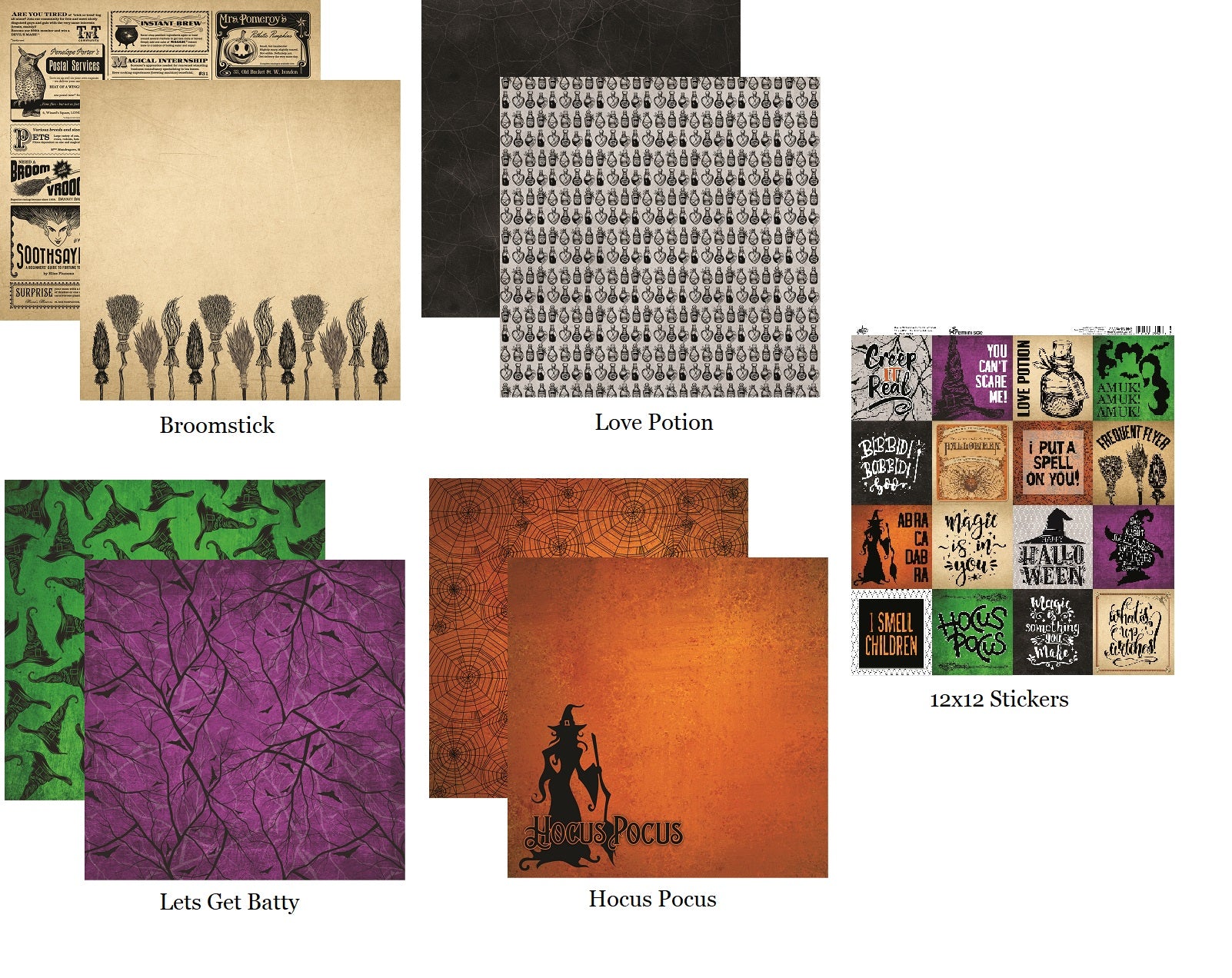 Hocus Pocus - Hocus Pocus 12x12 Scrapbook Papers and Stickers Set ...