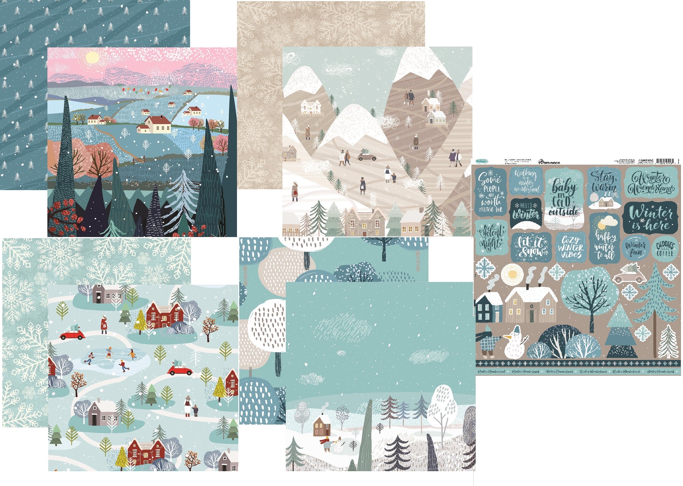 Winterscape - 12x12 Scrapbook Papers and Stickers Set – Country Croppers