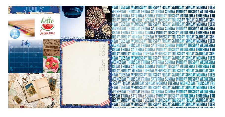 July Calendar Girl 12x12 Scrapbook Paper - 5 Sheets by Bo Bunny ...