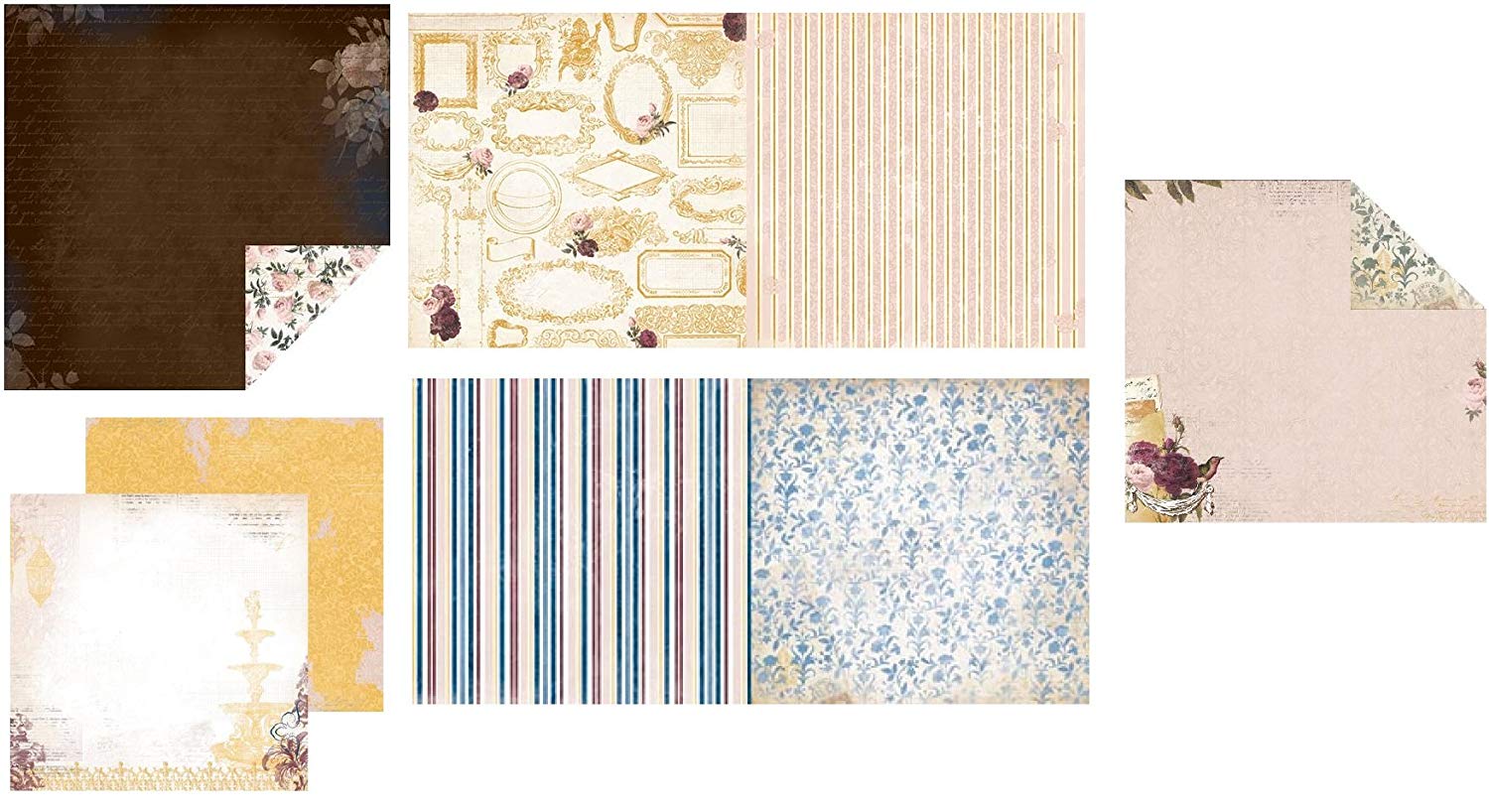 Rose Cafe 12x12 Cardstock Papers Scrapbooking 5pc Set - by Bo Bunny ...