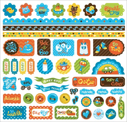 Cutie Pie Boy Cardstock Stickers 12x12 Sheet by Creative Imaginations ...