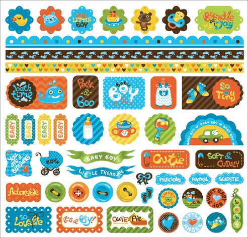 Cutie Pie Boy Cardstock Stickers 12x12 Sheet by Creative Imaginations ...